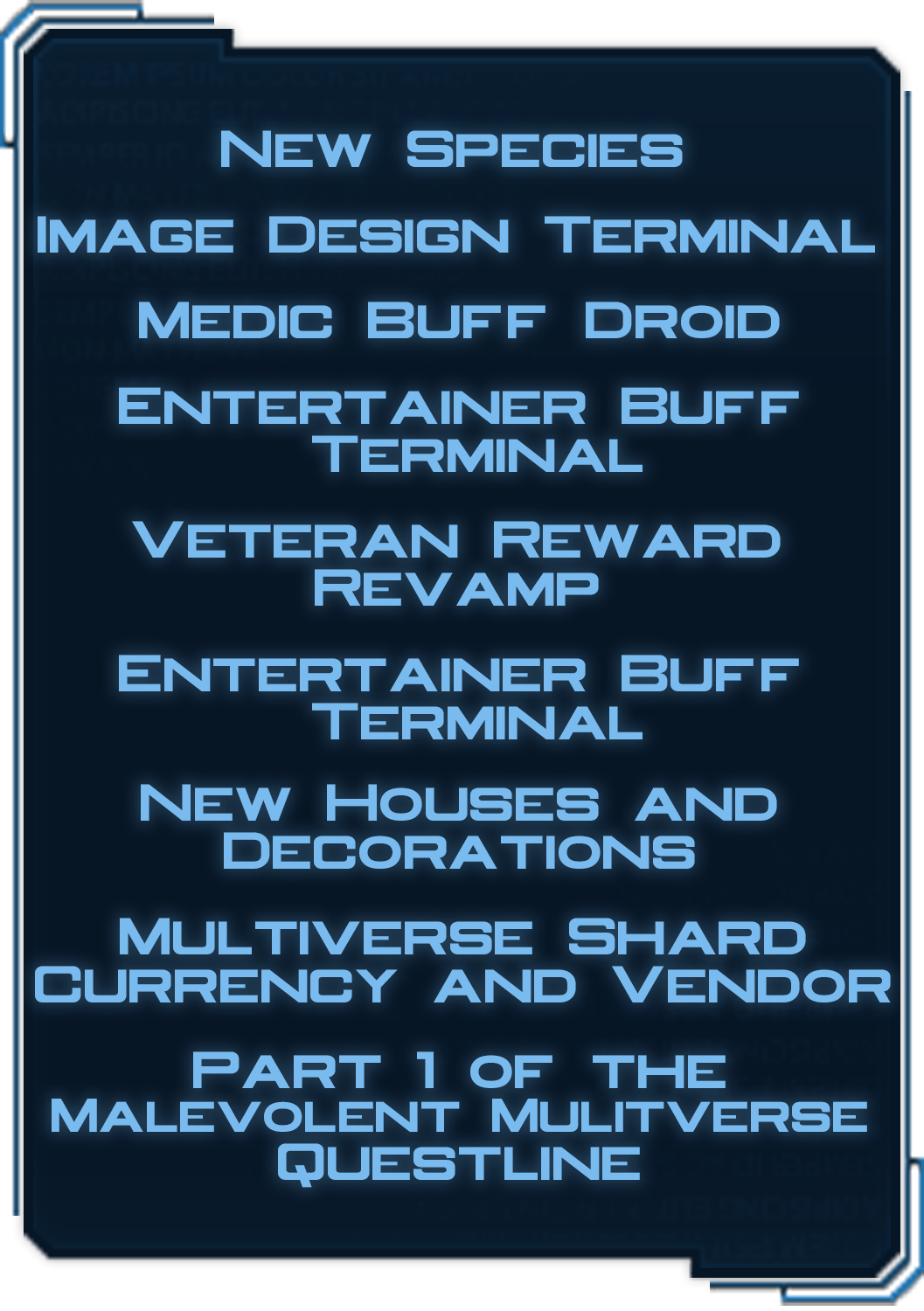 SWG – Features – Malevolent Gaming Multiverse